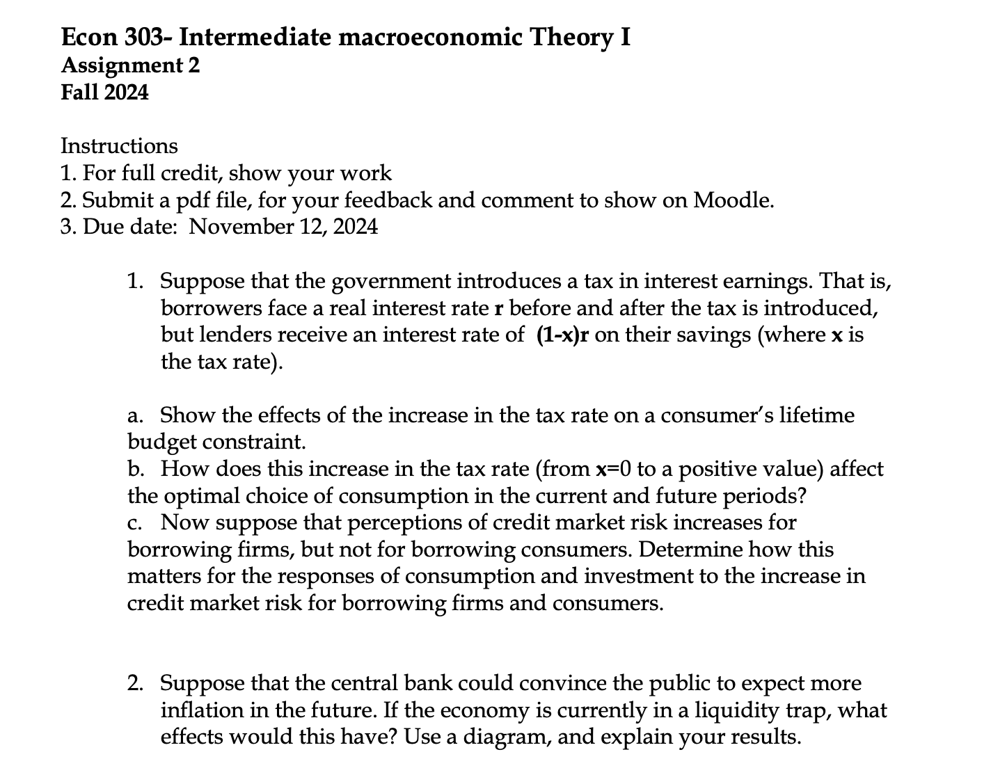 Solved Intermediate macroeconomic Theory Ishow your work in | Chegg.com
