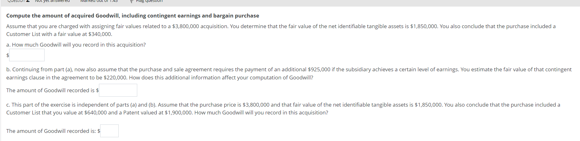 Solved Compute the amount of acquired Goodwill, including | Chegg.com