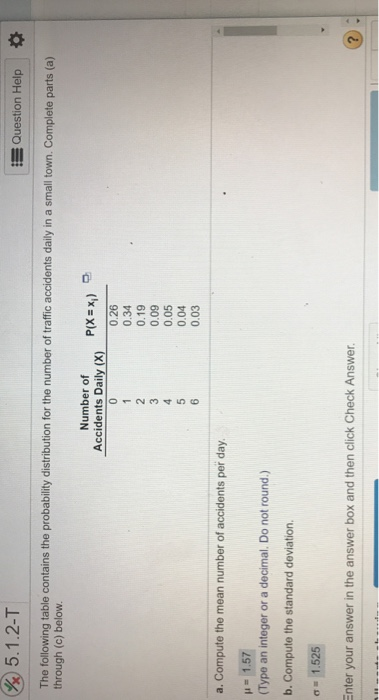 Solved 5.1.2-T Question Help The following table contains | Chegg.com