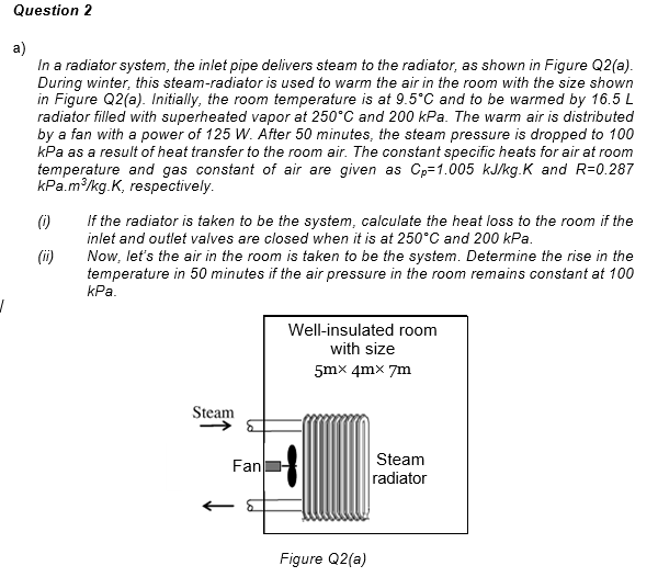 Solved Question 2 a) In a radiator system, the inlet pipe | Chegg.com