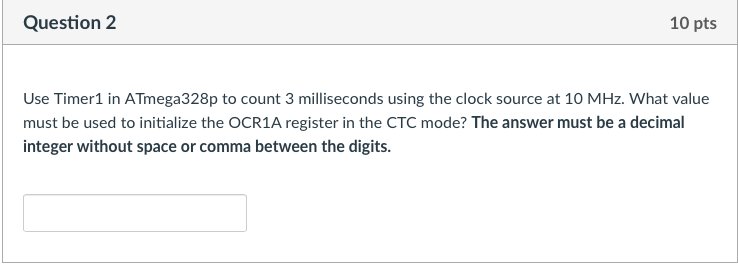 Solved Use Timer1 In Atmega328p To Count 3 Milliseconds 