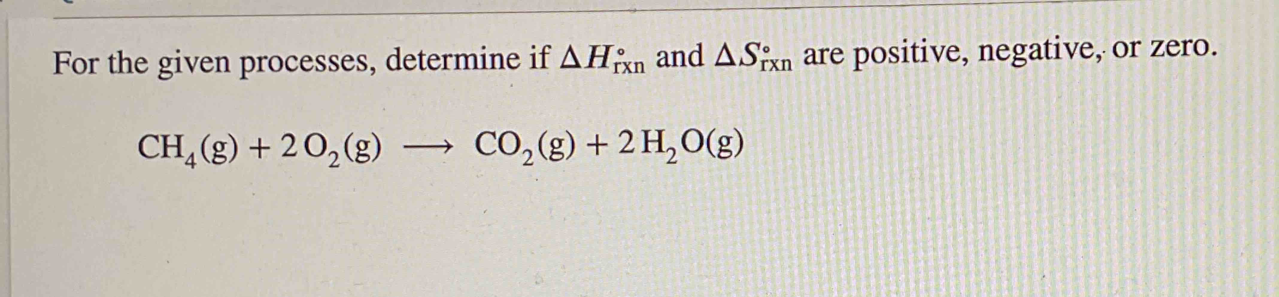 Solved For the given processes, determine if ΔHrxn° ﻿and | Chegg.com