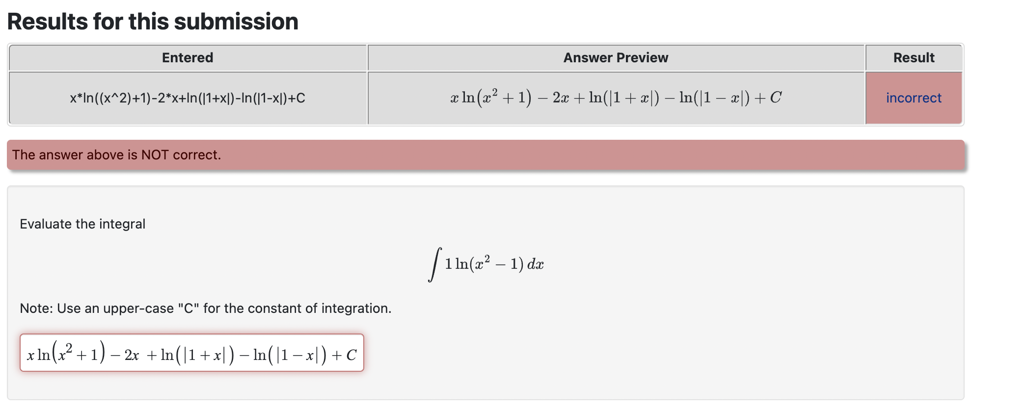 Solved Results for this submission The answer above is NOT | Chegg.com