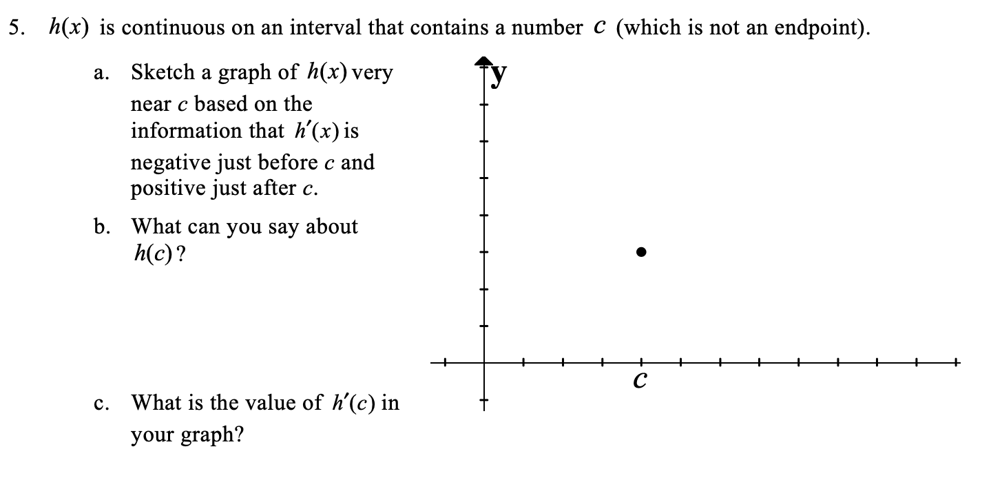 Solved a. 5. h(x) is continuous on an interval that contains | Chegg.com