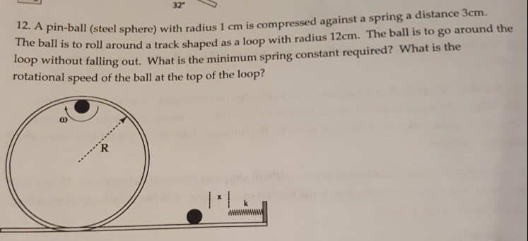 Solved 32S e ball is to roll around a track shaped as a loop | Chegg.com