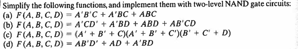 Solved by an EXPERT Simplify the following functions, and implement them | Chegg.com