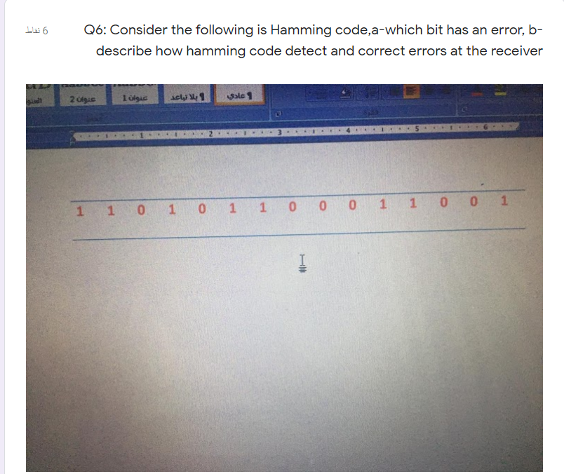Q6: Consider the following is Hamming code,a-which | Chegg.com