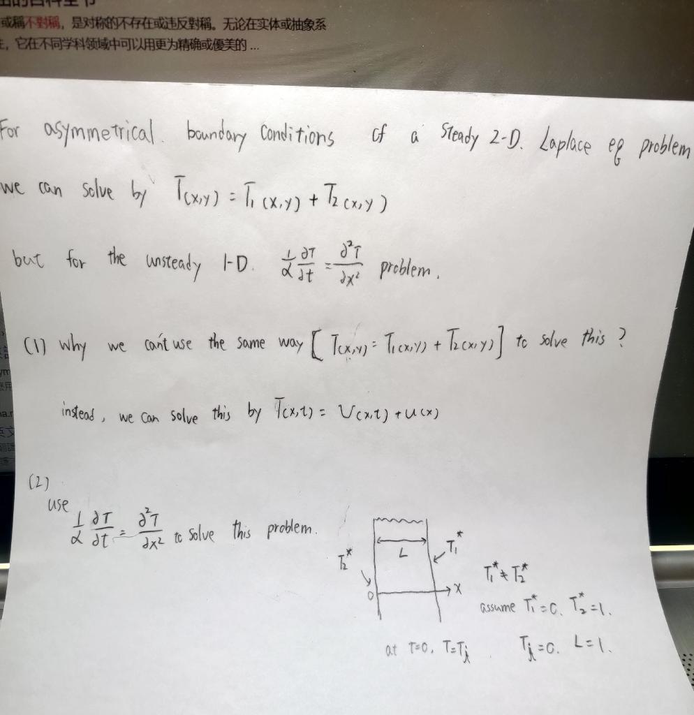 Solved For asymmetrical boundary conditions of a steady 2-D | Chegg.com