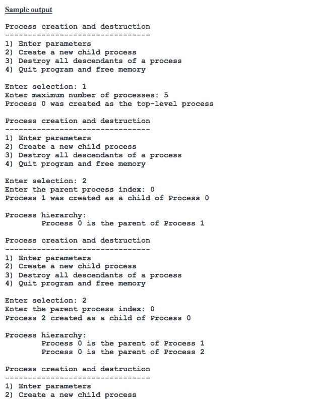 Solved Objective: To simulate process creation and | Chegg.com