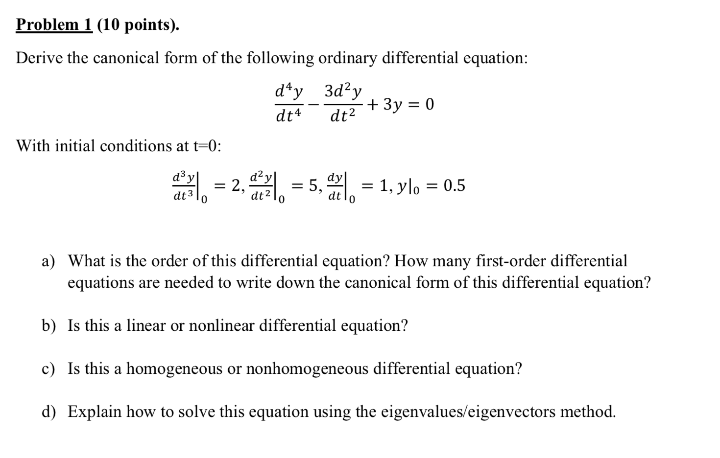Solved Problem 1 (10 points). Derive the canonical form of | Chegg.com