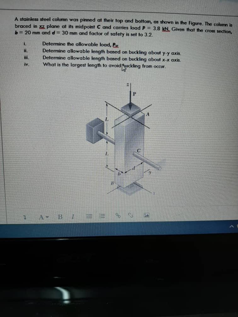 Solved A stainless steel column was pinned at their top and | Chegg.com