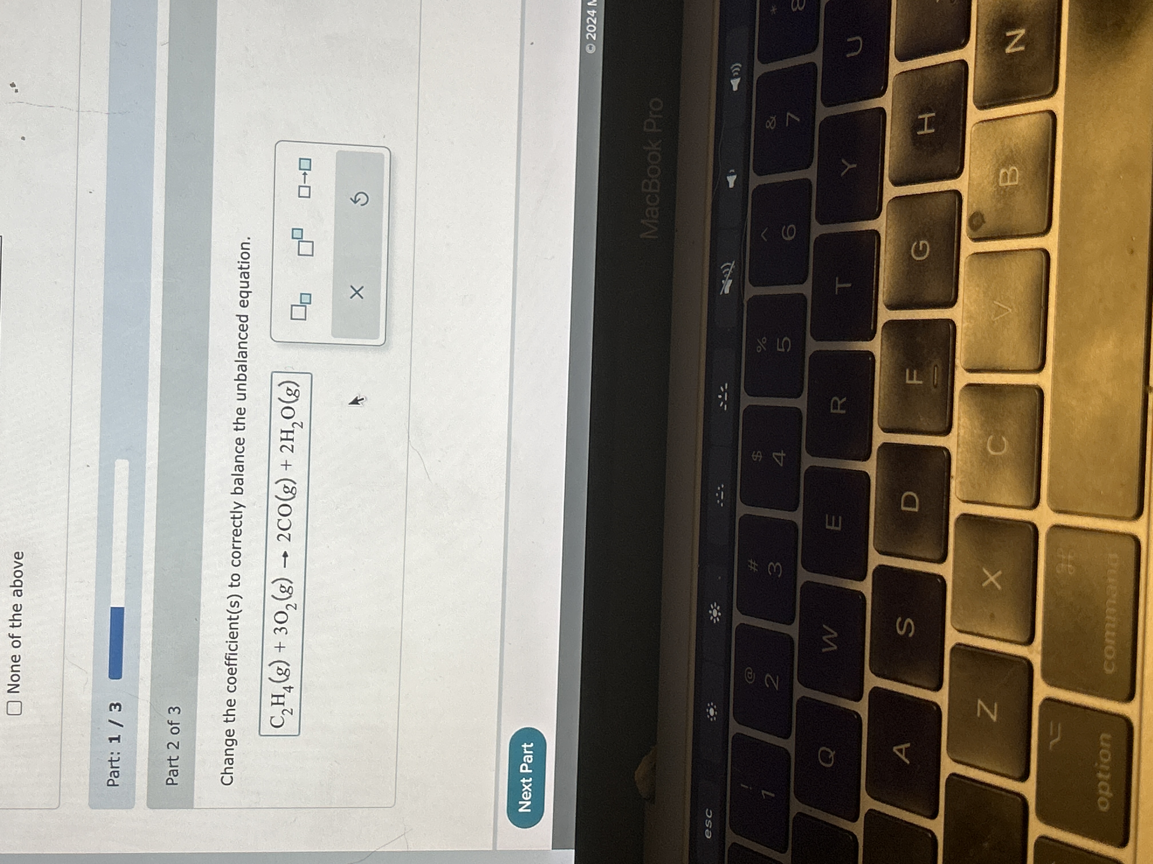 Solved None of the abovePart: 13Part 2 ﻿of 3Change the | Chegg.com
