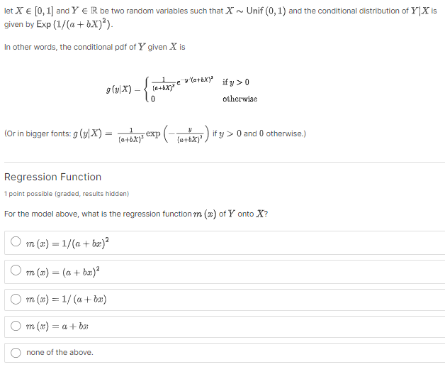 Solved let X∈[0,1] and Y∈R be two random variables such that | Chegg.com
