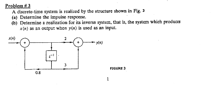 Solved Problem # 3 A discrete-time system is realized by the | Chegg.com