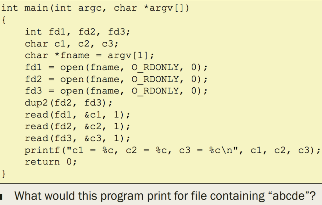Solved int main(int argc, char *argv[]) int fdl, fd2, fd3; | Chegg.com