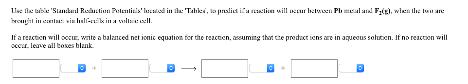 Solved Use The Table Standard Reduction Potentials Located