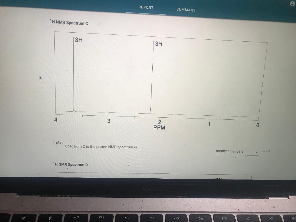 Solved (7pts) Spectrim A is the proton NMR spectrum | Chegg.com