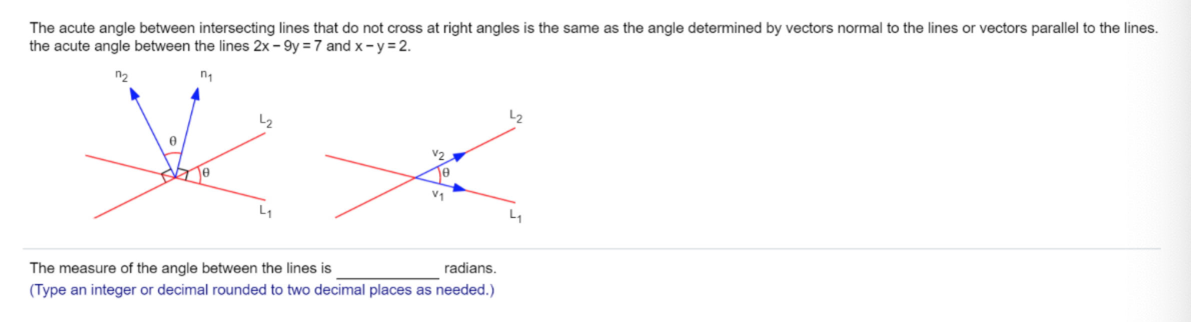 Solved The acute angle between intersecting lines that do | Chegg.com