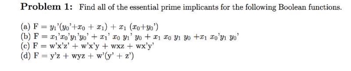 Solved Problem 1: Find all of the essential prime implicants | Chegg.com