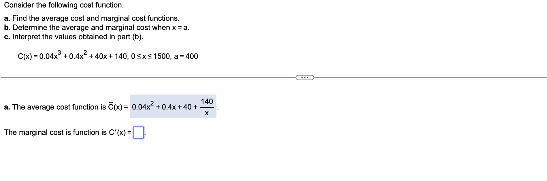 Solved Consider the following cost function. a. Find the | Chegg.com