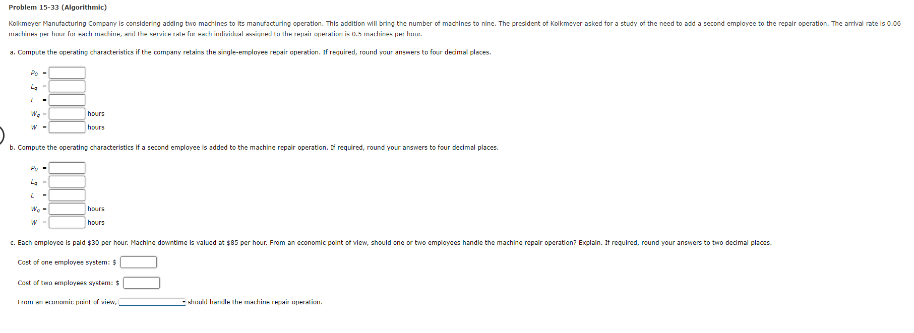 Solved machines per hour for each machine, and the service | Chegg.com