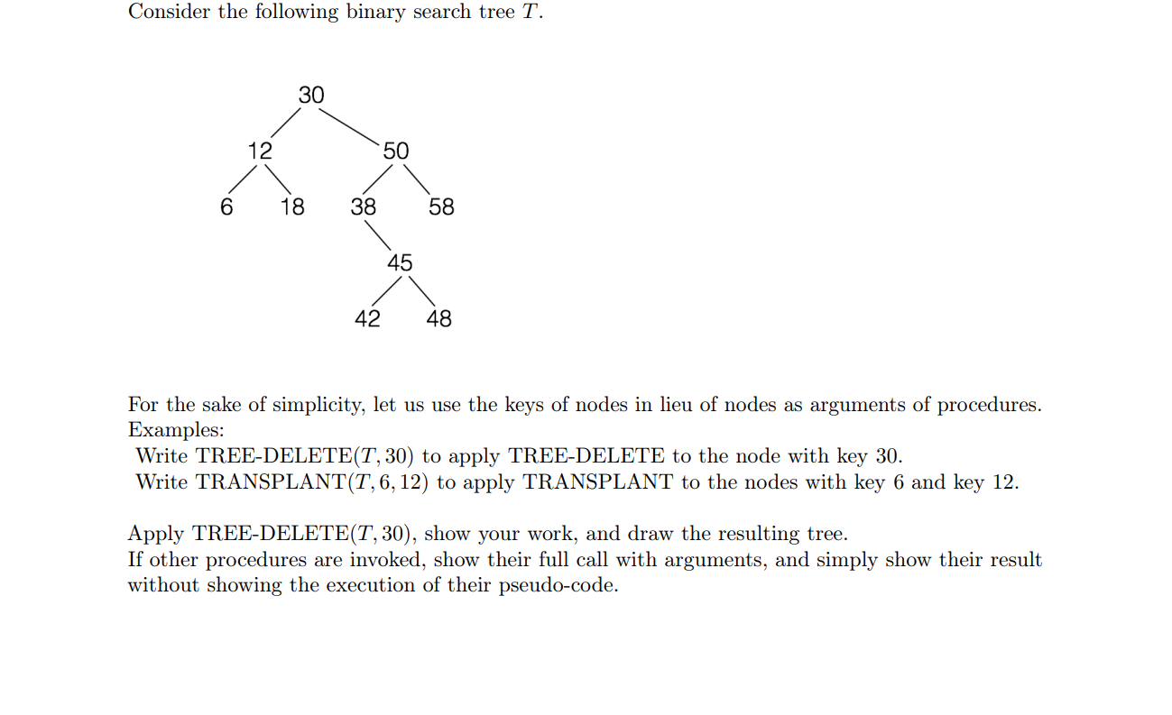 Consider the following binary search tree T. For the | Chegg.com
