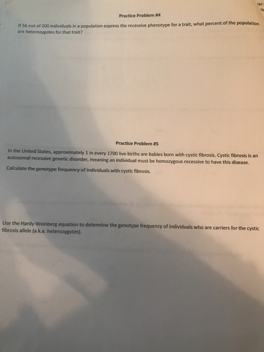 Solved Genetics using Hardy-Weinberg & population genetics. | Chegg.com