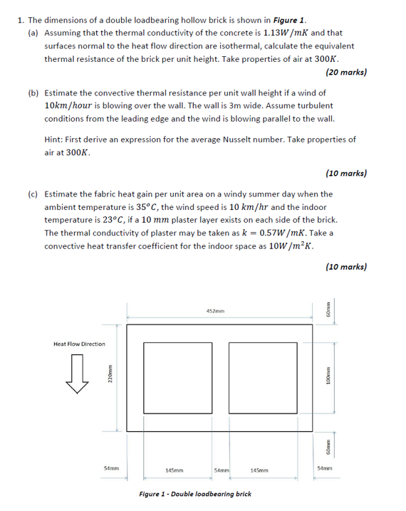 Solved 1. ﻿The dimensions of a double loadbearing hollow | Chegg.com