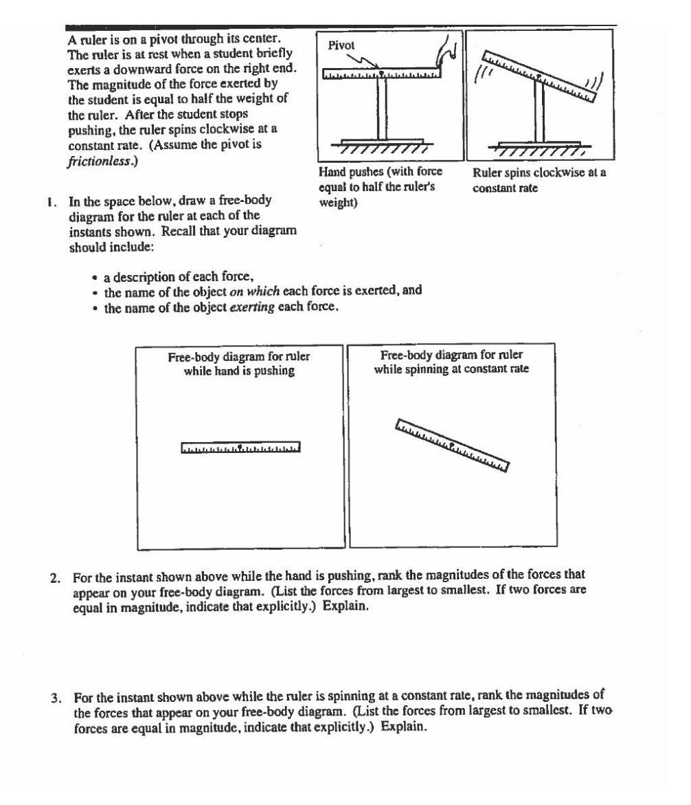 Solved A ruler is on a pivot through its center. The ruler | Chegg.com