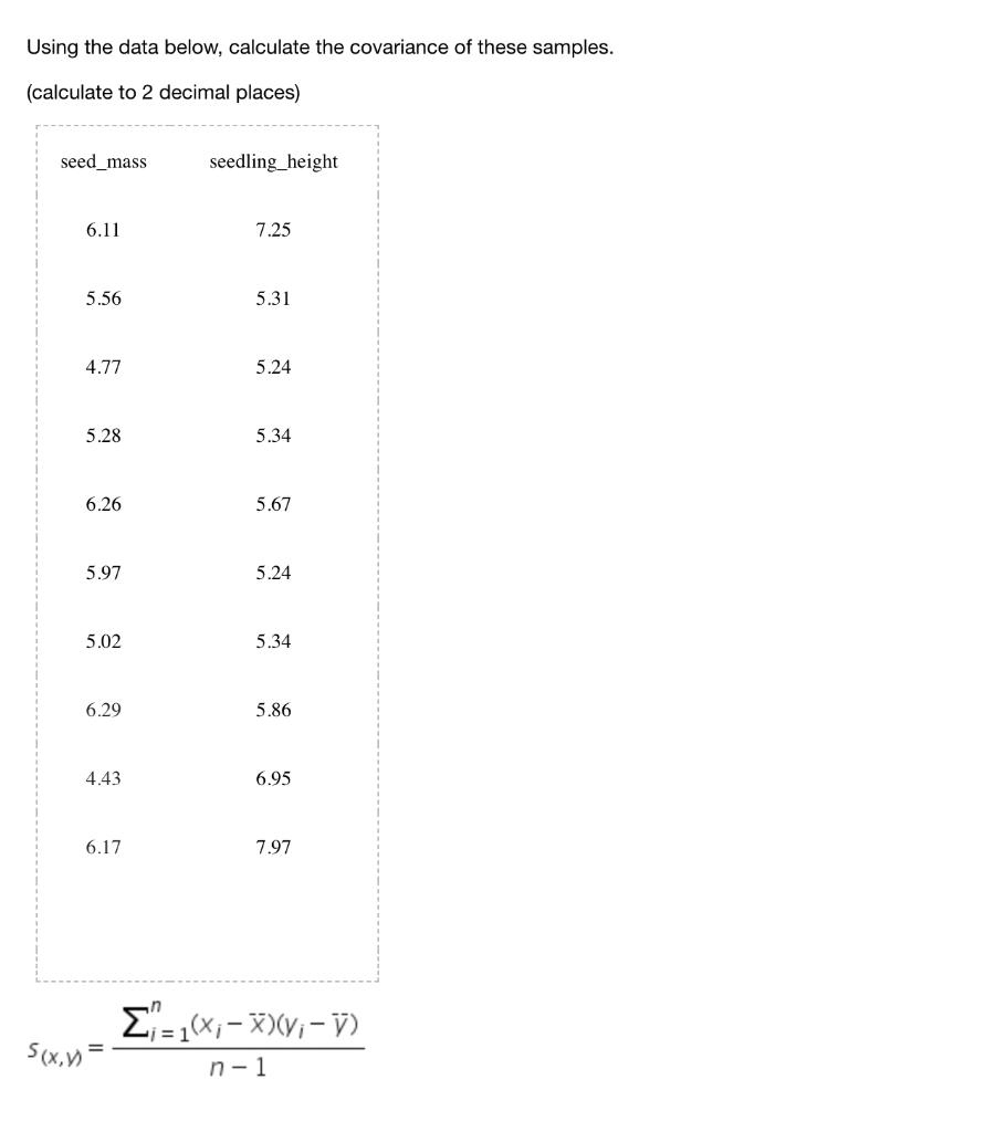 Solved Using the data below, calculate the covariance of | Chegg.com