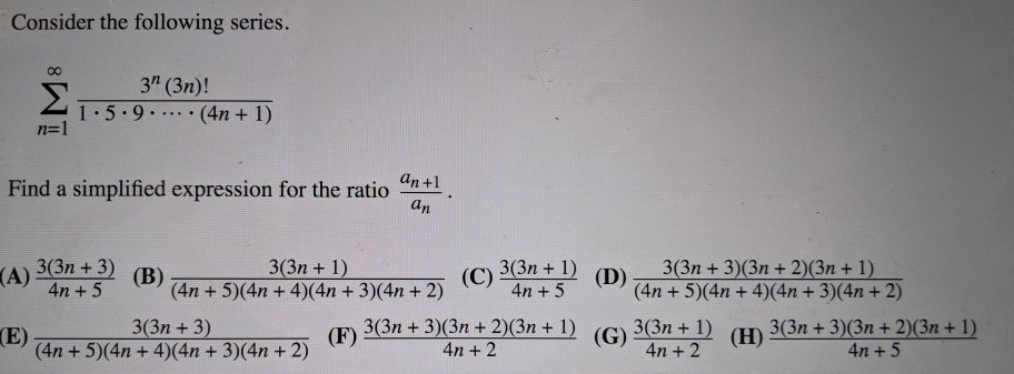 Solved Consider the following series. 3" (3n)! Find a | Chegg.com
