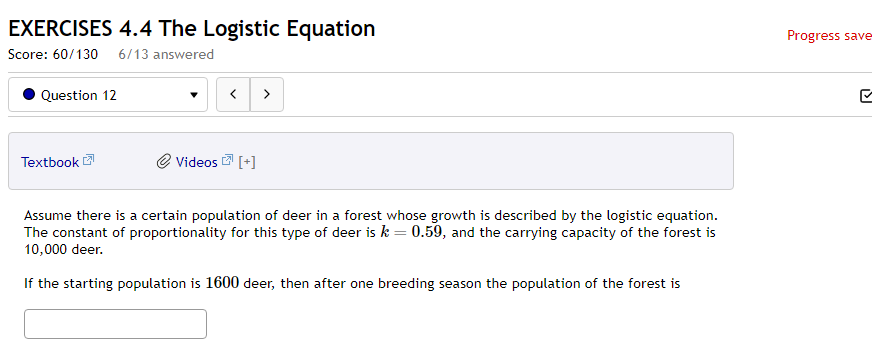 Solved EXERCISES 4.4 The Logistic Equation Score: 60/1306/13 | Chegg.com