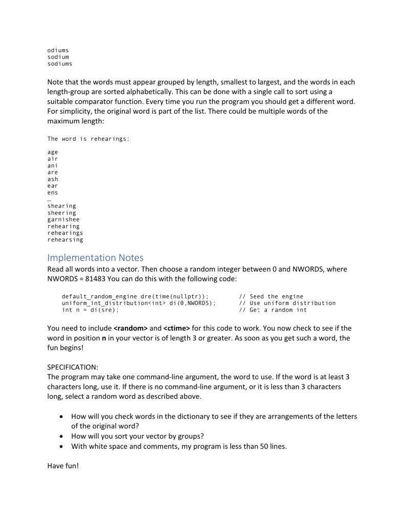 Solved Project 6: Subwords cS2370 Background The purpose of | Chegg.com