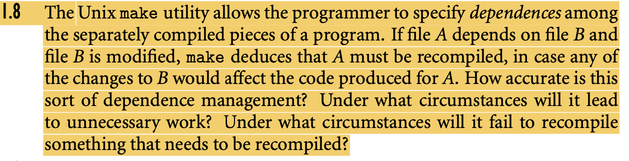 1.8 The Unix make utility allows the programmer to | Chegg.com