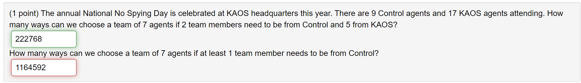 Solved (1 point) The annual National No Spying Day is | Chegg.com