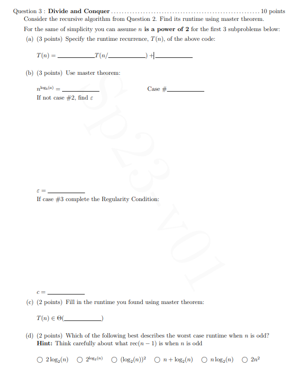 Question 3 : Divide and | Chegg.com