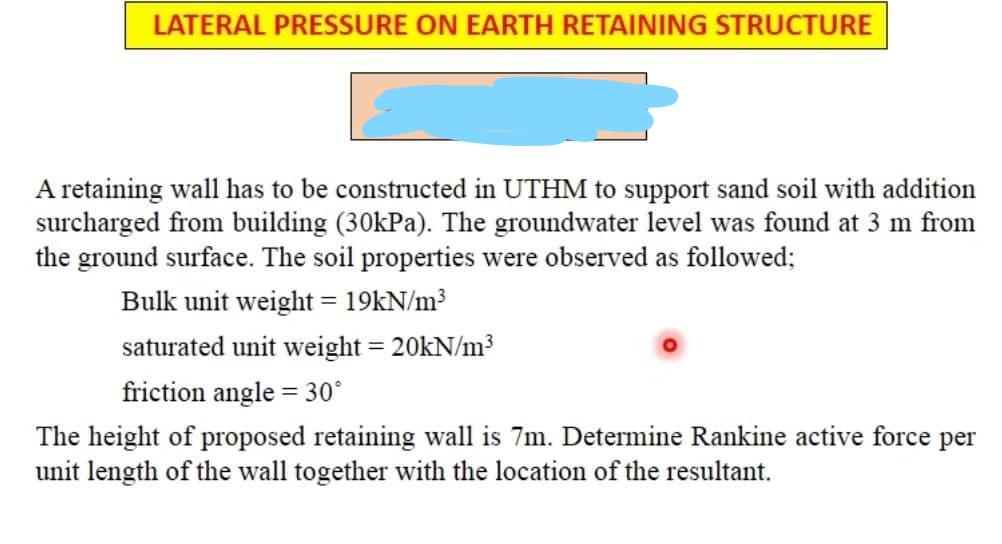 Solved LATERAL PRESSURE ON EARTH RETAINING STRUCTURE A | Chegg.com