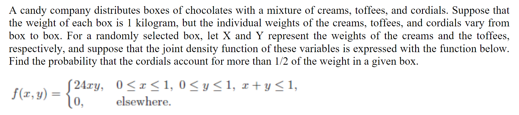 Solved A candy company distributes boxes of chocolates with | Chegg.com