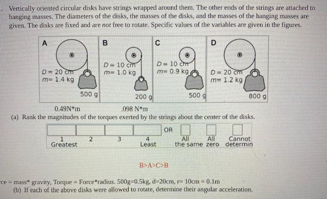 Solved If each of the above disks were allowed to rotate, | Chegg.com