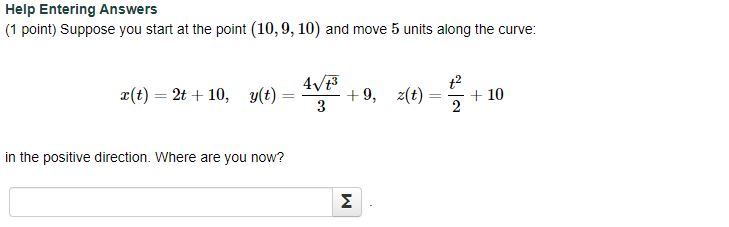 Solved Help Entering Answers(1 ﻿point) ﻿Suppose you start at | Chegg.com