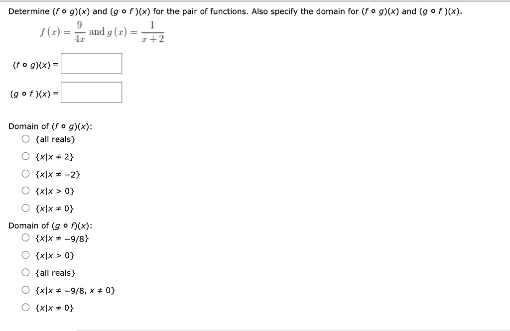 Solved Determine (fog)(x) and (gof)(x) for the pair of | Chegg.com
