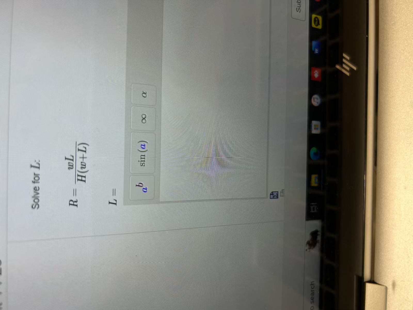 Solved Solve for L : R=H(w+L)wL | Chegg.com