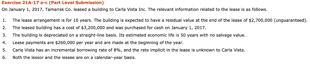 Solved Exercise 21A-17 a-c (Part Level Submission) On | Chegg.com