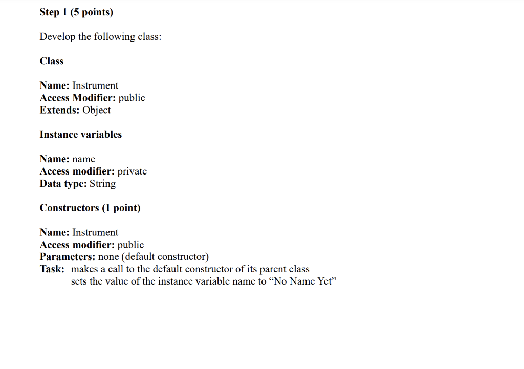 Solved Step 1 (5 points) Develop the following class: Class | Chegg.com