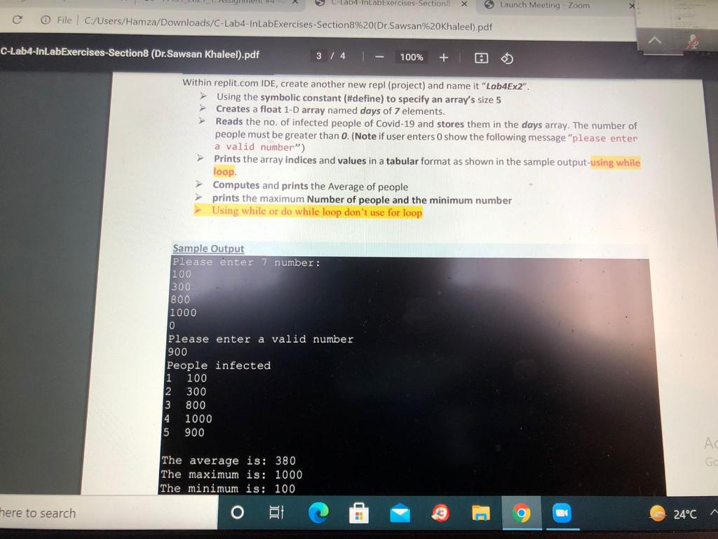 Solved Lab4-InLabExercises Sections X Launch Meeting Zoom e | Chegg.com