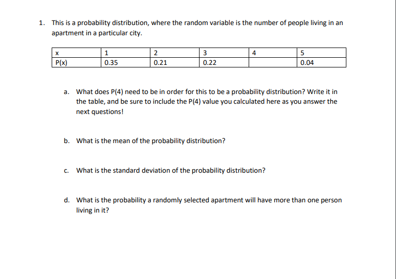 Solved 1. This is a probability distribution, where the | Chegg.com