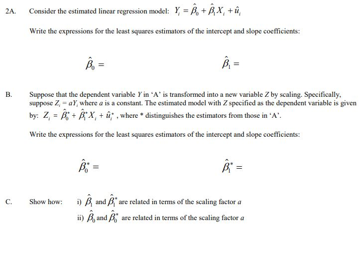 Solved 2A. Consider the estimated linear regression model: | Chegg.com