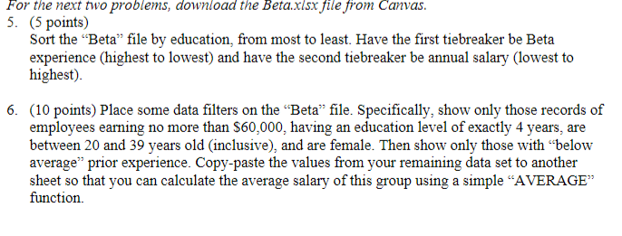 Solved For the next two problems, download the Beta.xlsx | Chegg.com