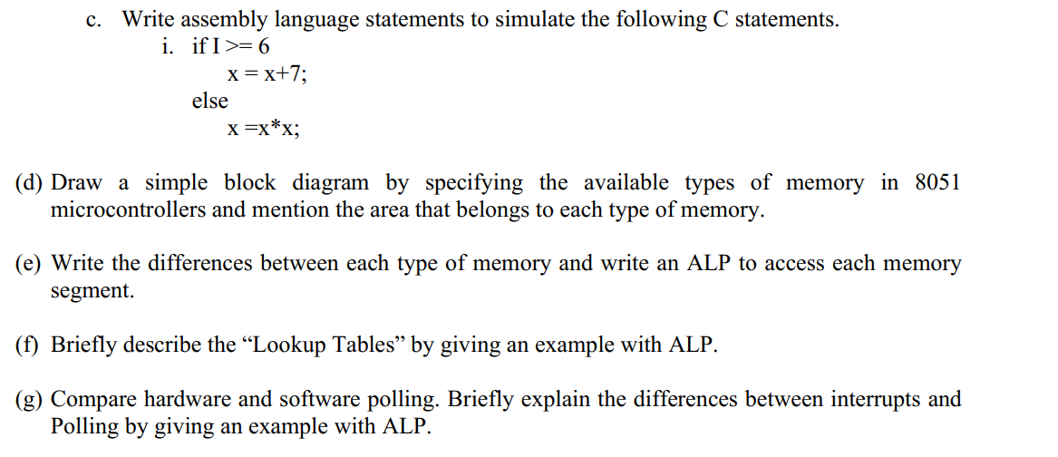 Solved c. Write assembly language statements to simulate the | Chegg.com