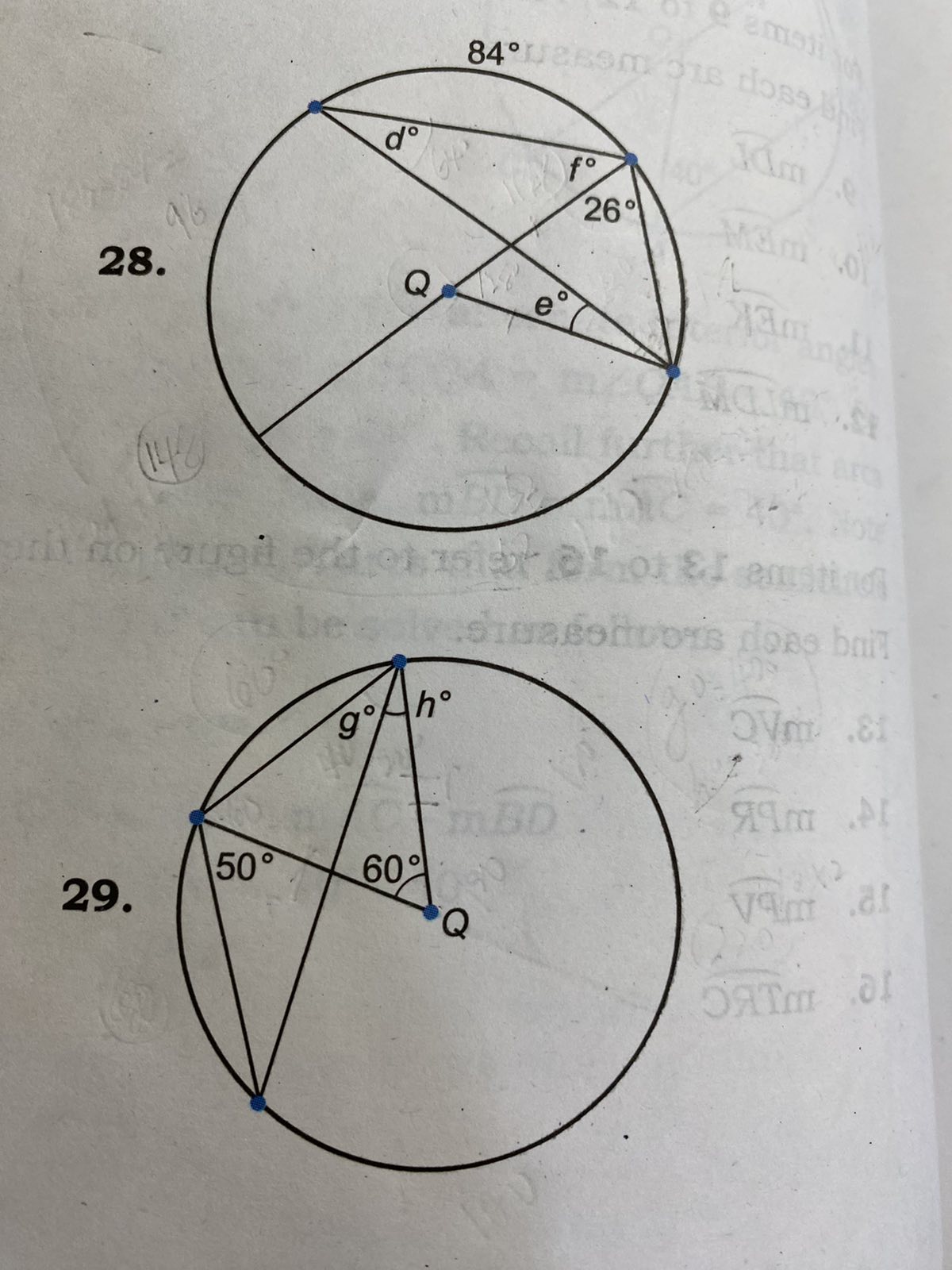 Solve for the missing angles in teh followig | Chegg.com